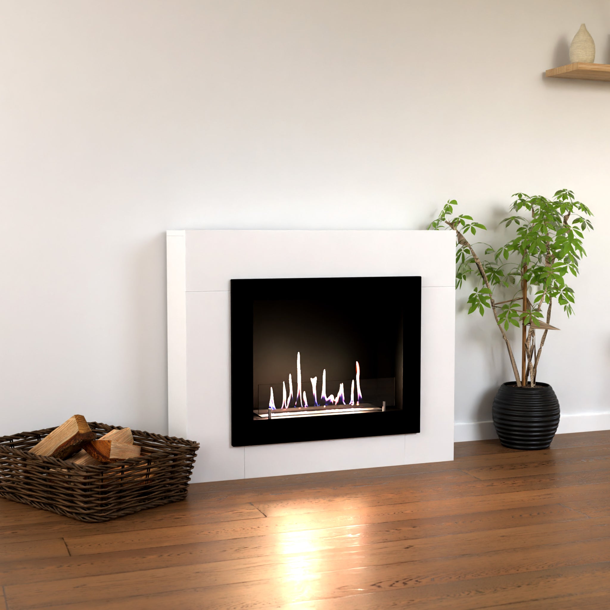 Glow Fire Alta Ethanol Kamin, Standkamin Grau, Bioethanolkamin, Ethanolofen