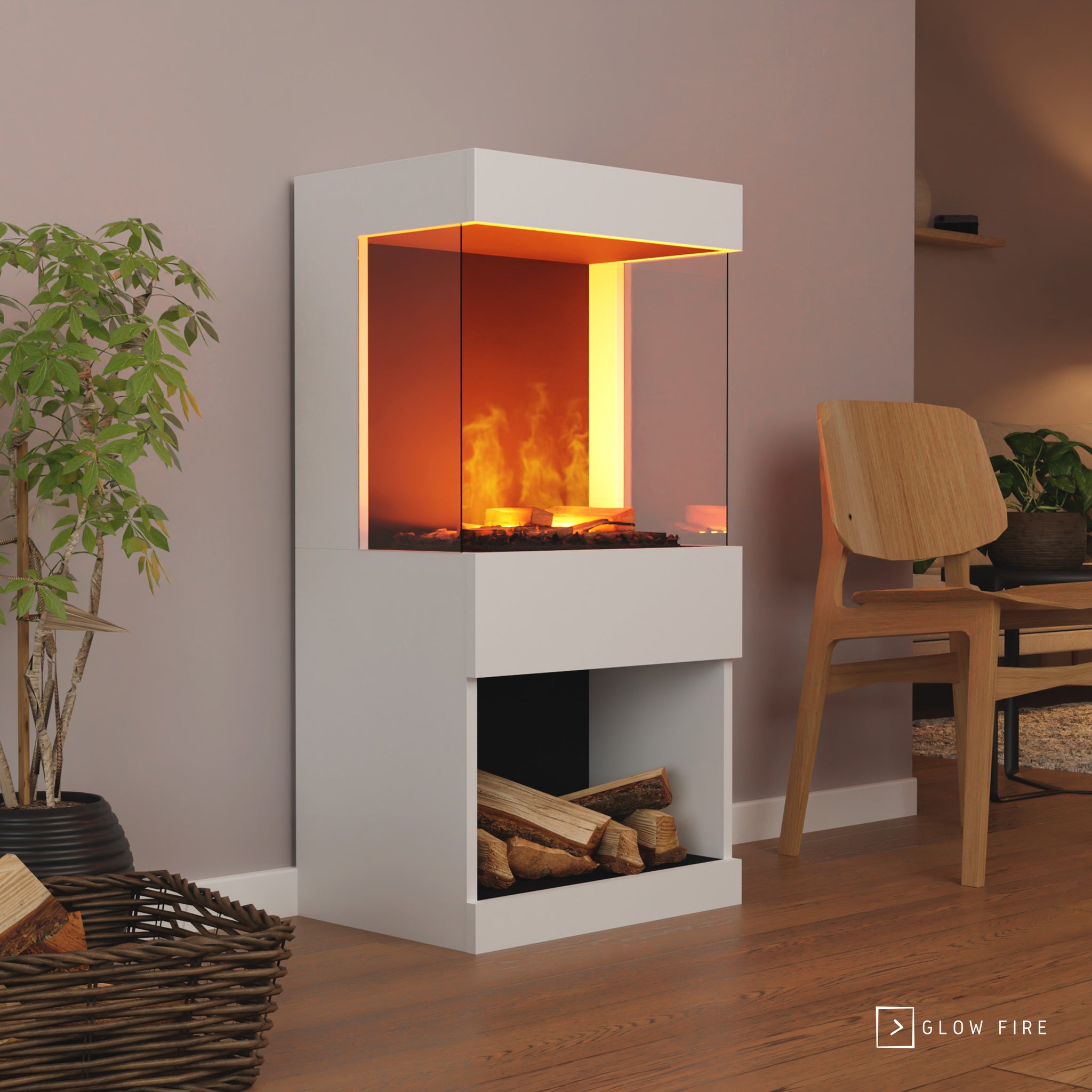 Glow Fire OGF2 concrete electric fireplace with steam, modern ...
