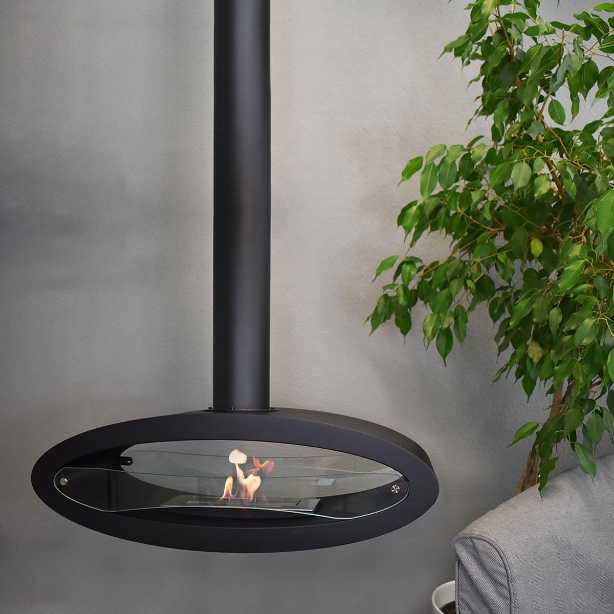 Glow Fire Karlstad Ethanol Fireplace Black, Ceiling Fireplace ...